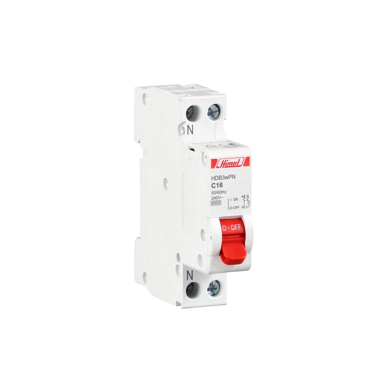 Disjoncteur modulaire 10A Ph+N courbe C 4.5kA 230V- himel-Disjoncteur ...